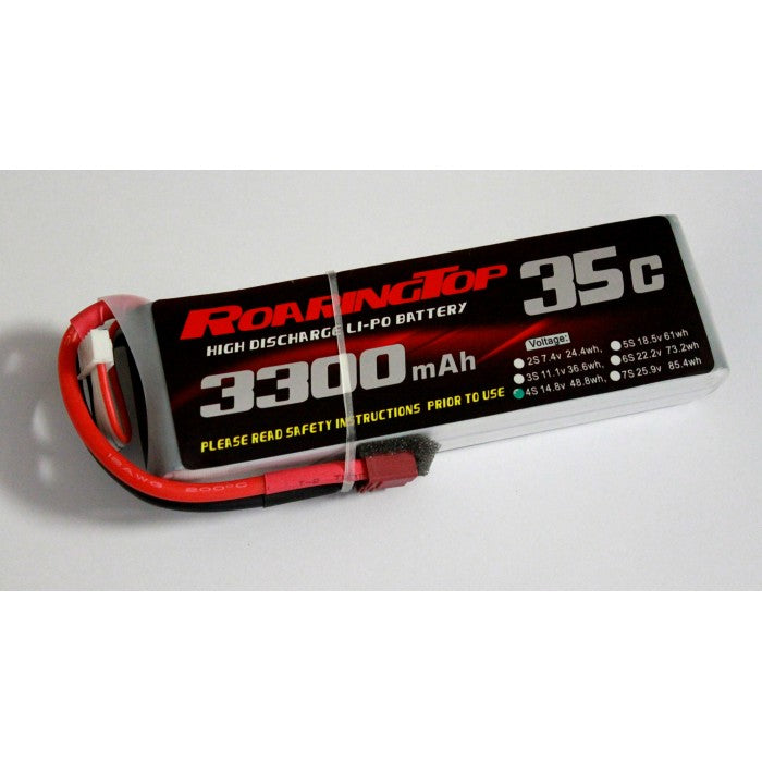 Roaring Top 3300mAh 4s (14.8v) 35C Lipo Battery (EC3) — Altitude Hobbies